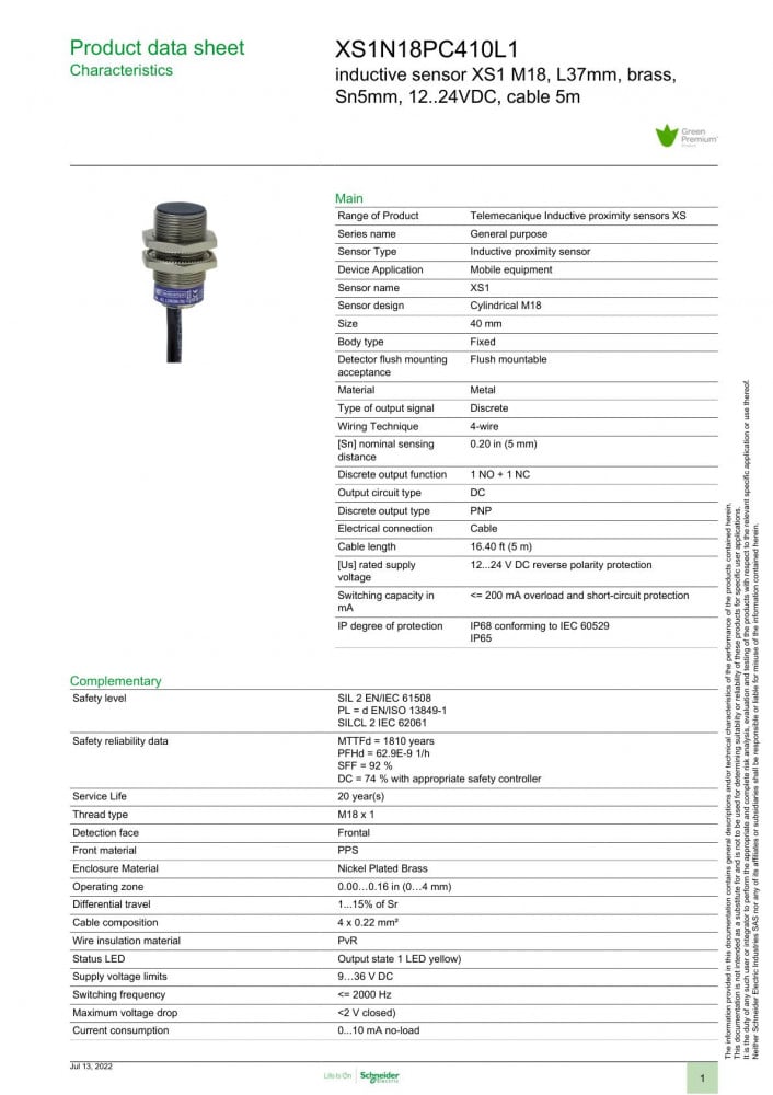 XS1N18PC410L1 documentation page 1