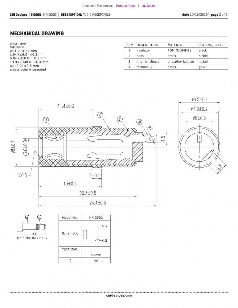 MR-3502 technical document page 2