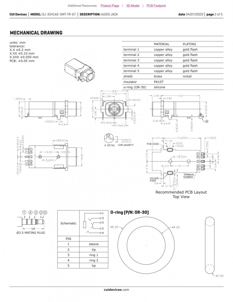 SJ-3541AS-SMT-TR-67 datasheet page 2