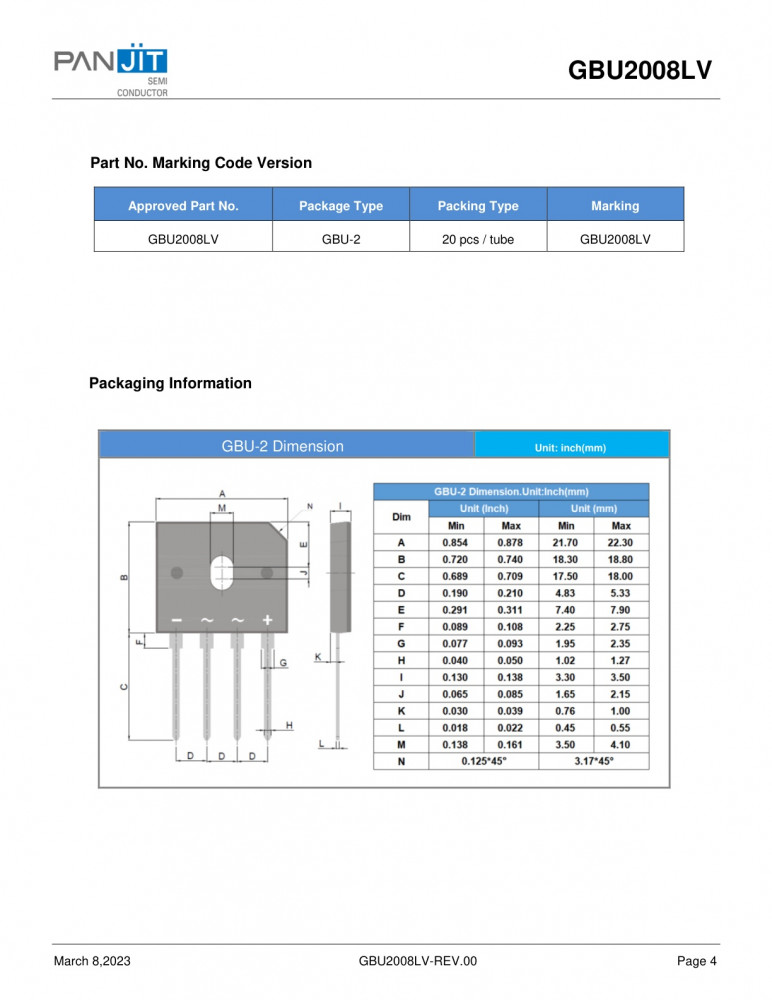 PANJIT GBU2008LV datasheet page 4
