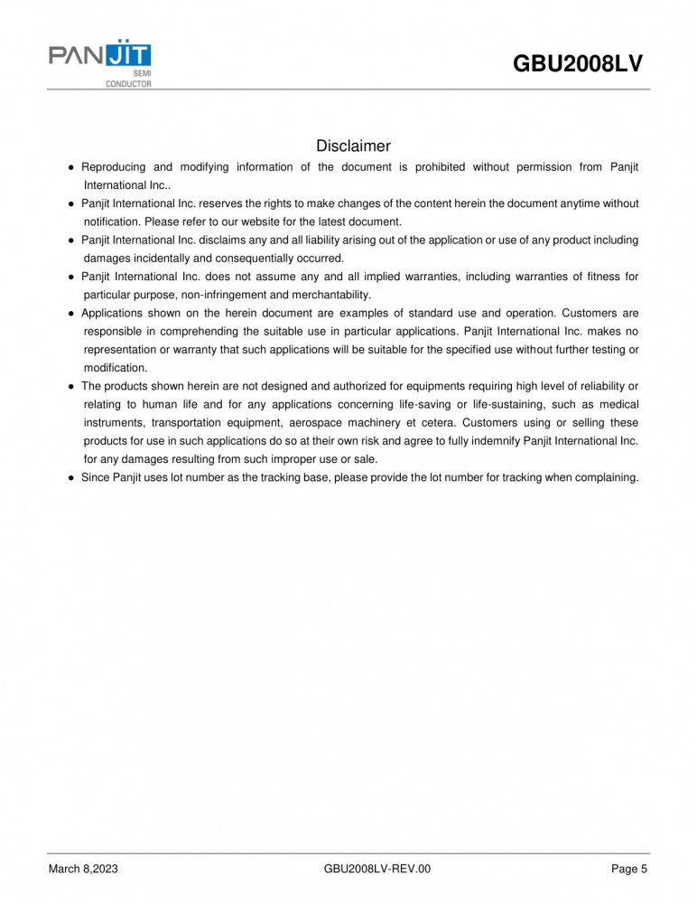 PANJIT GBU2008LV datasheet page 5
