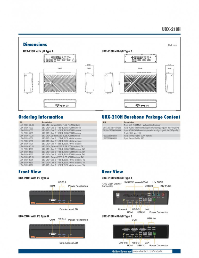 UBX-210H product document page 2