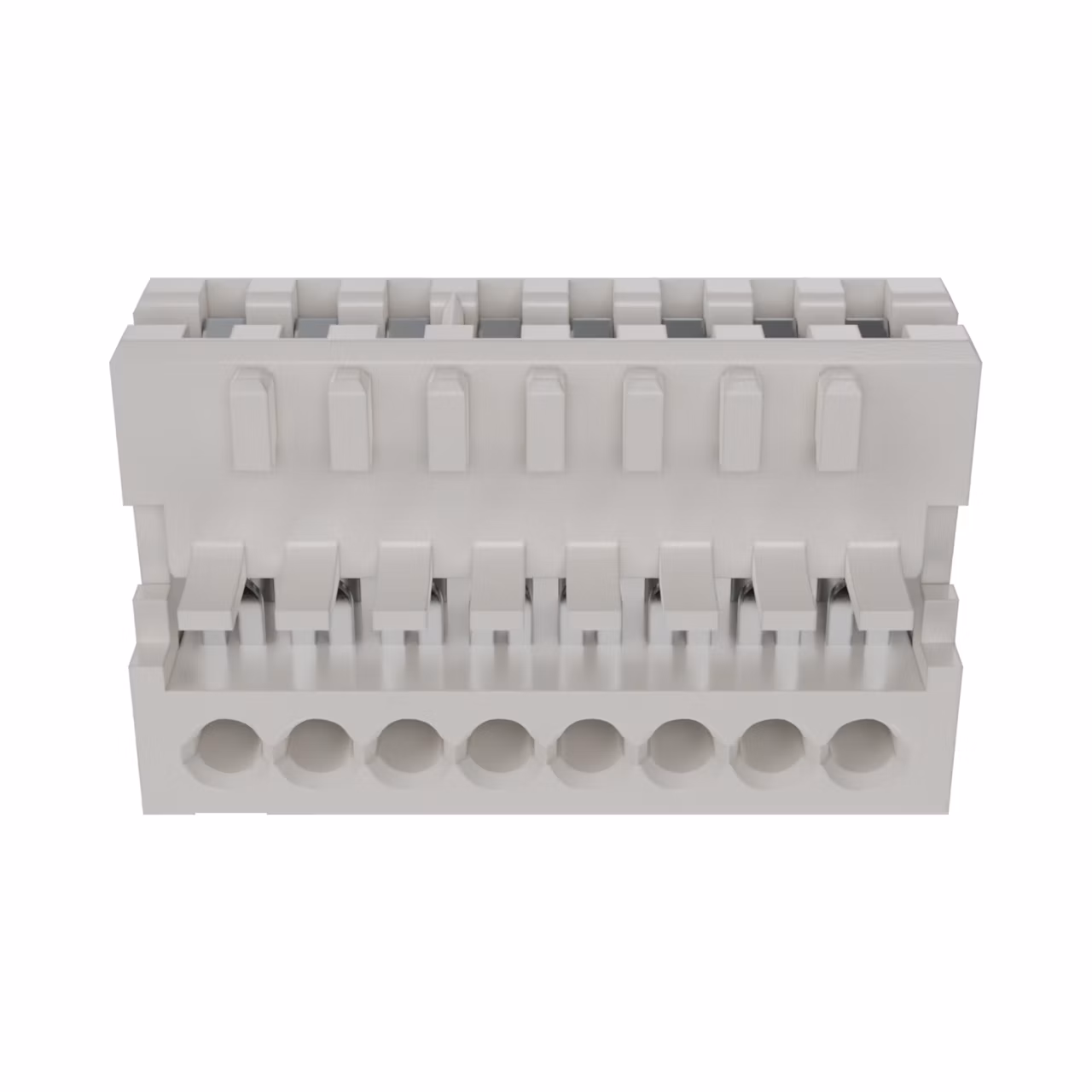 Appli-Mate RAST 2.5 IDT Housing, 2.50mm Pitch, Female, 8 Circuits, Beaded Terminal, Position Keys A & I Removed, Open Endwalls, Polarizing Rib Between Circuits 3 & 4 for sale