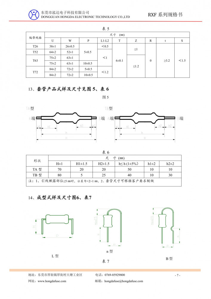 Hongda RXF specification page 7