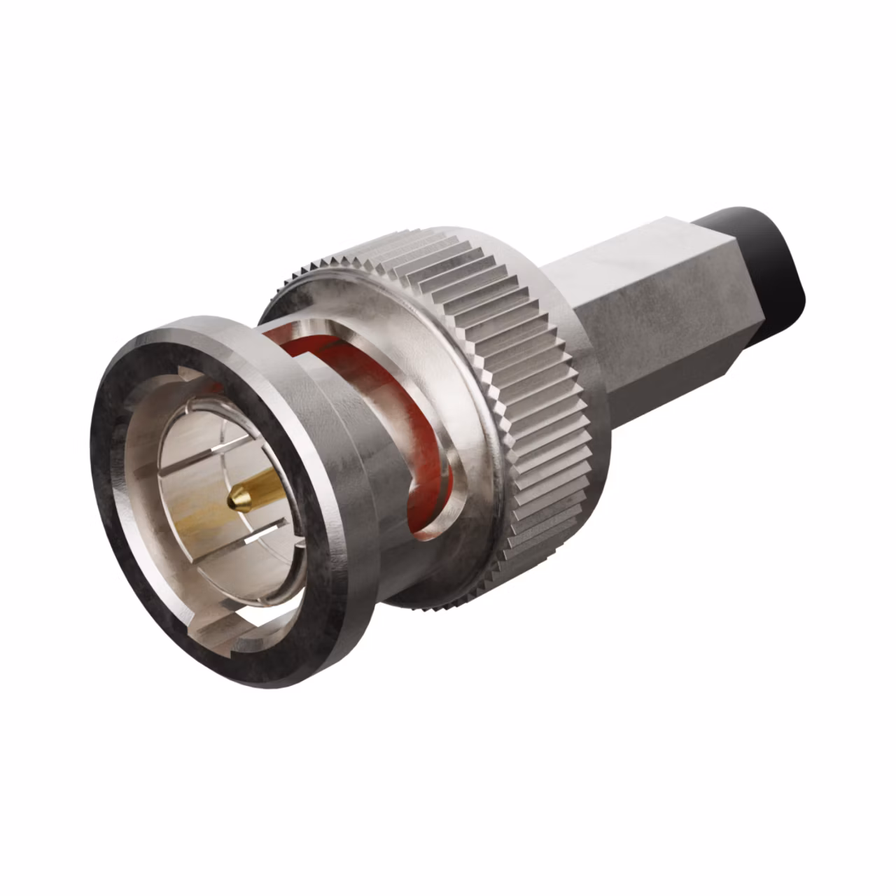 BNC Plug, Straight, Crimp, RG-59 and RG-62 Cable, Brass Body, Nickel (Ni) Plated, Bag, 75 Ohms for sale