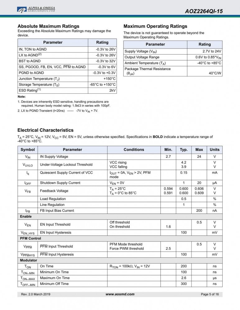 AOZ2264QI-15 datasheet page 5