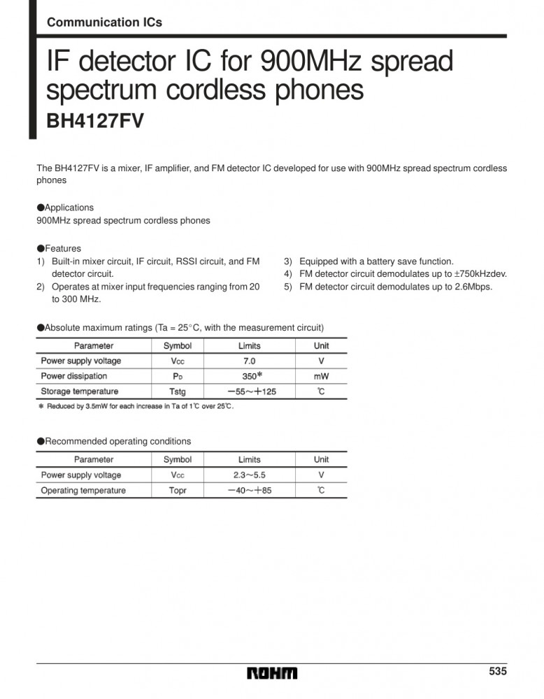 BH4127FV datasheet page 1