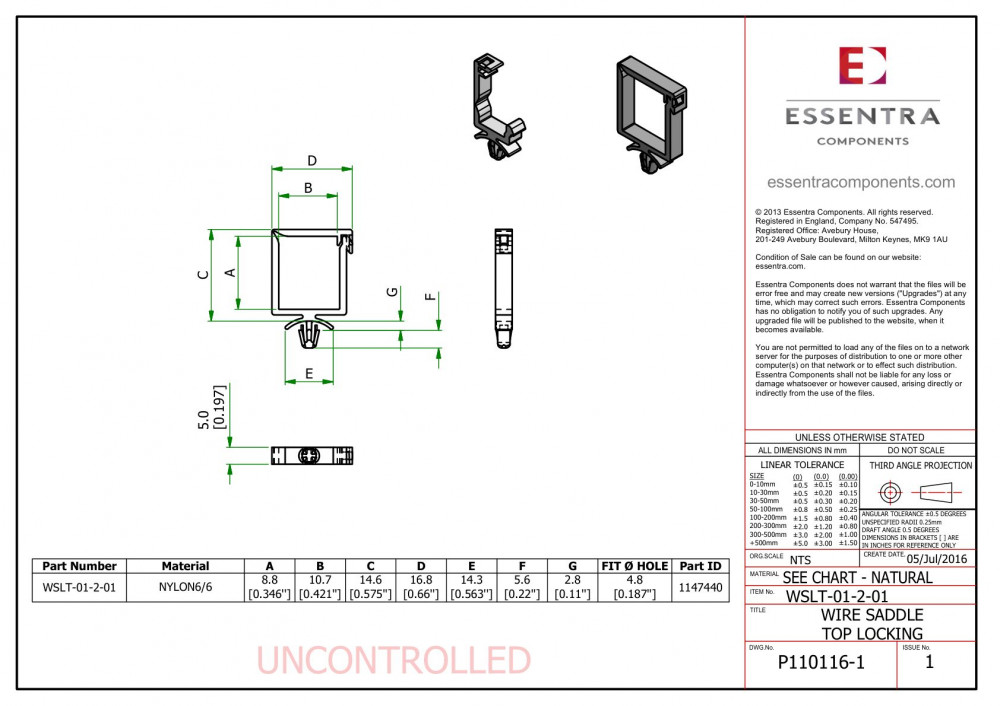 Essentra WSLT-01-2-01 technical drawing