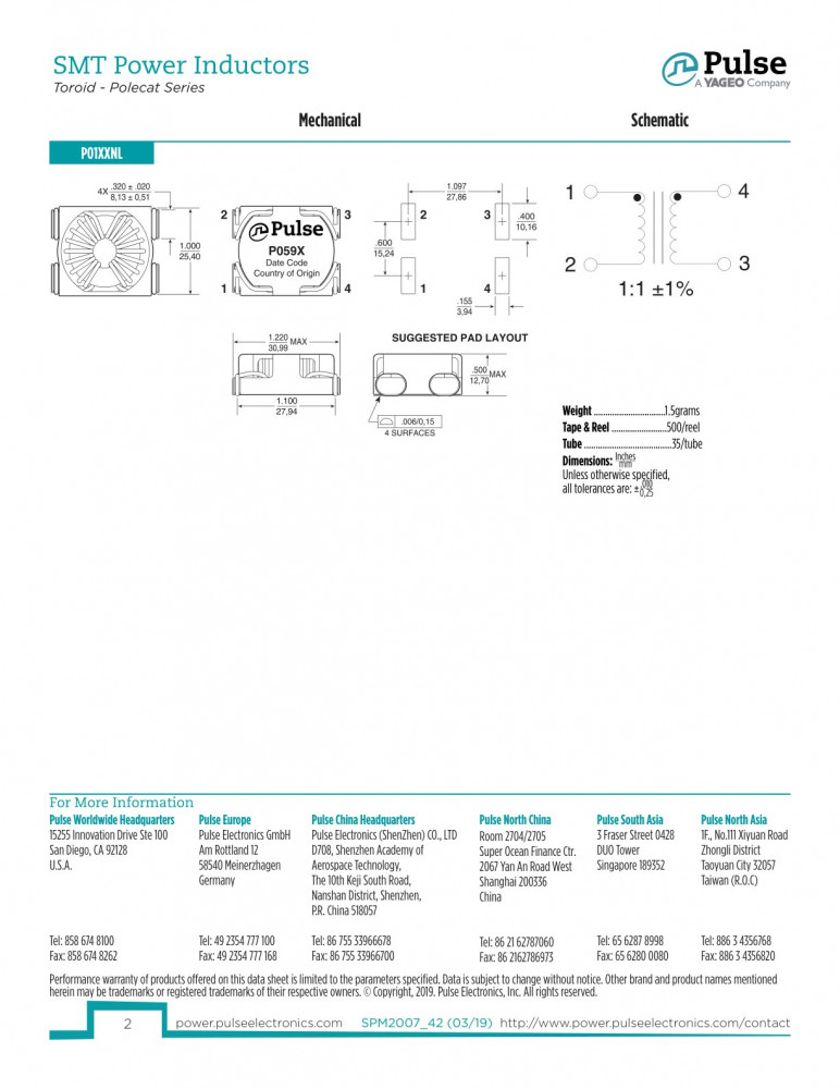 PULSE P0180NL datasheet page 2