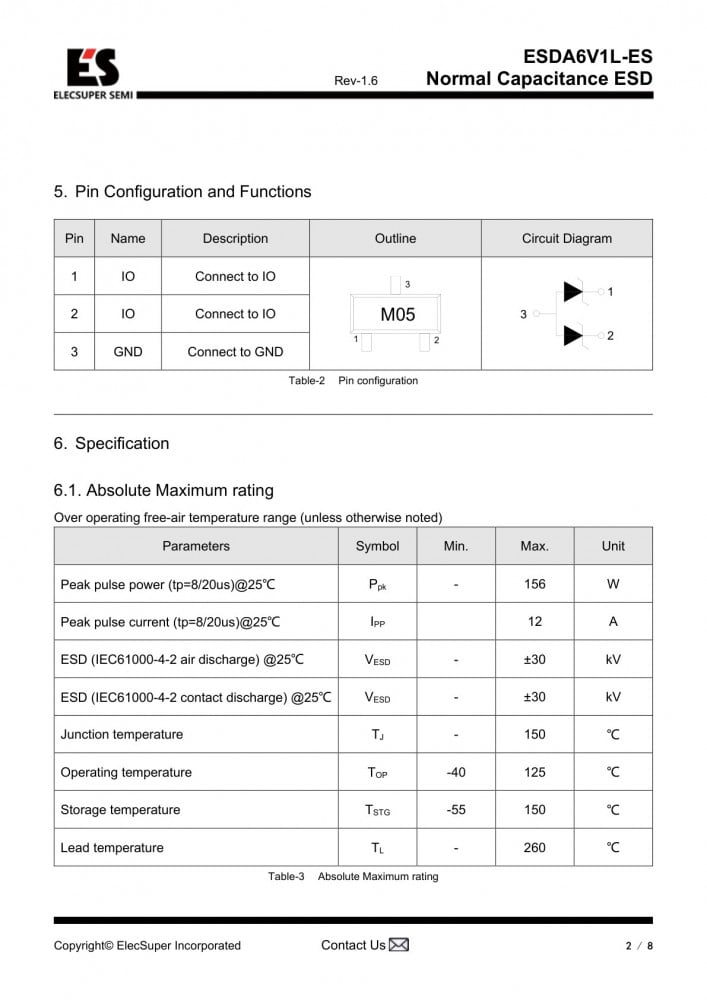 ESDA6V1L-ES datasheet page 2