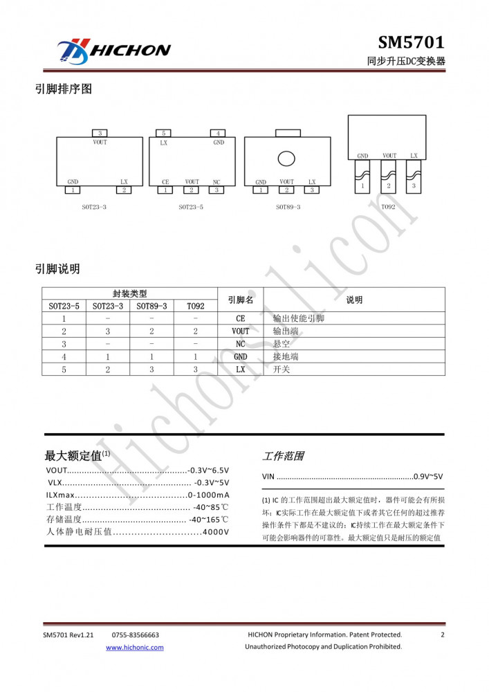 SM5701 datasheet page 2