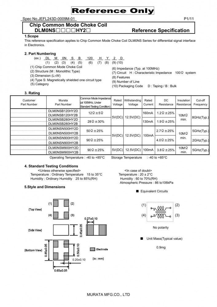Murata specification page 1