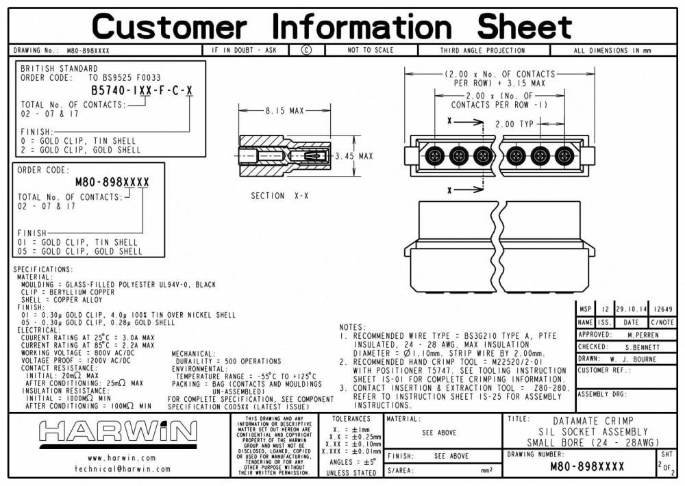 Harwin M80-8980205 technical drawing