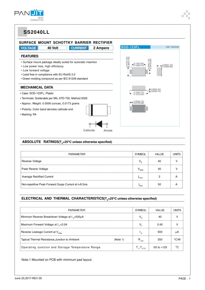 SS2040LL datasheet page 1