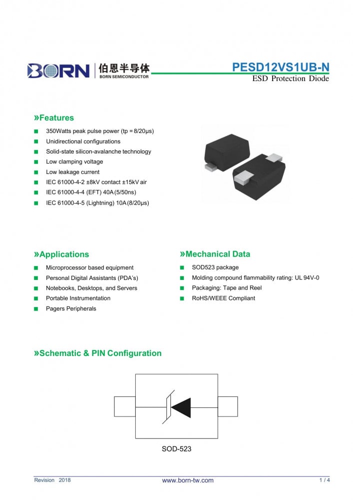 PESD12VS1UB-N datasheet page 1