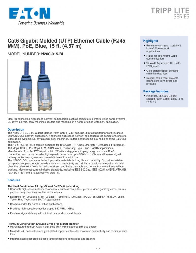 N200-015-BL technical document page 1