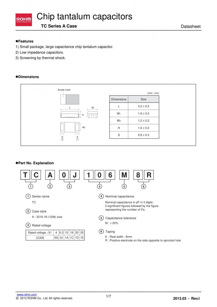 ROHM TCA series datasheet page 1