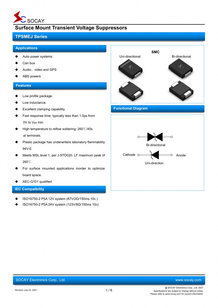 TPSMEJ series datasheet page 1