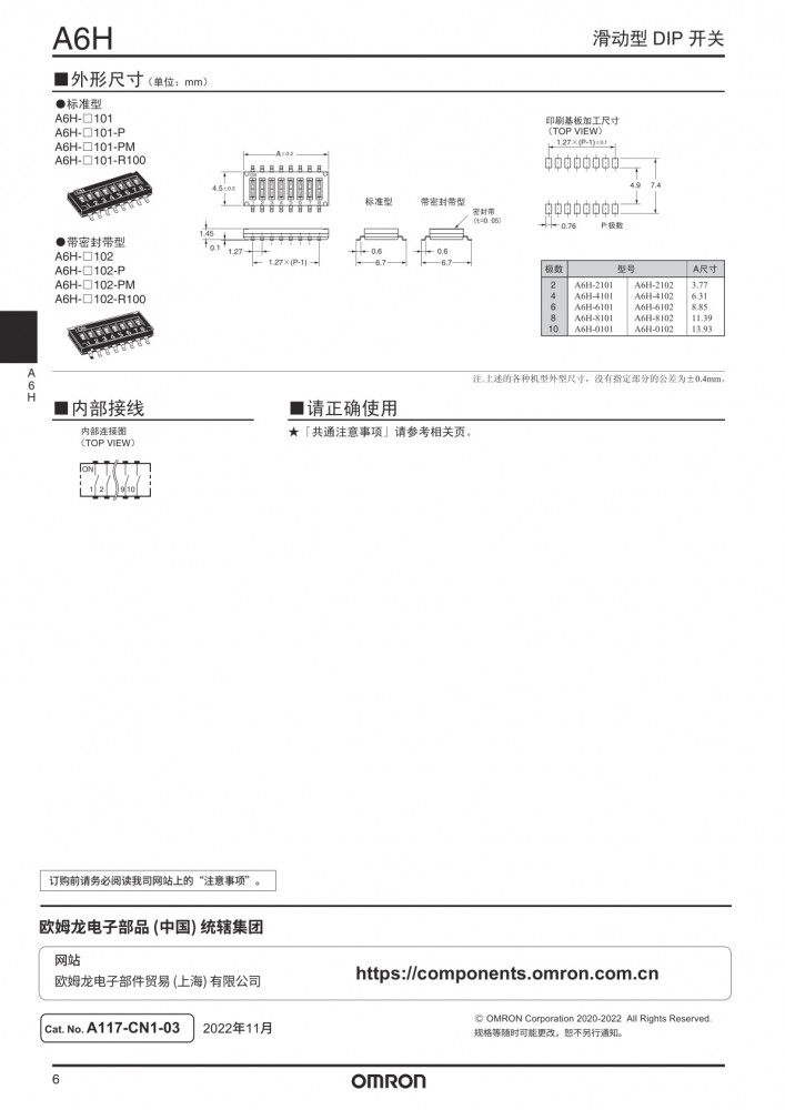 OMRON A6H-4101 specifications and connection information