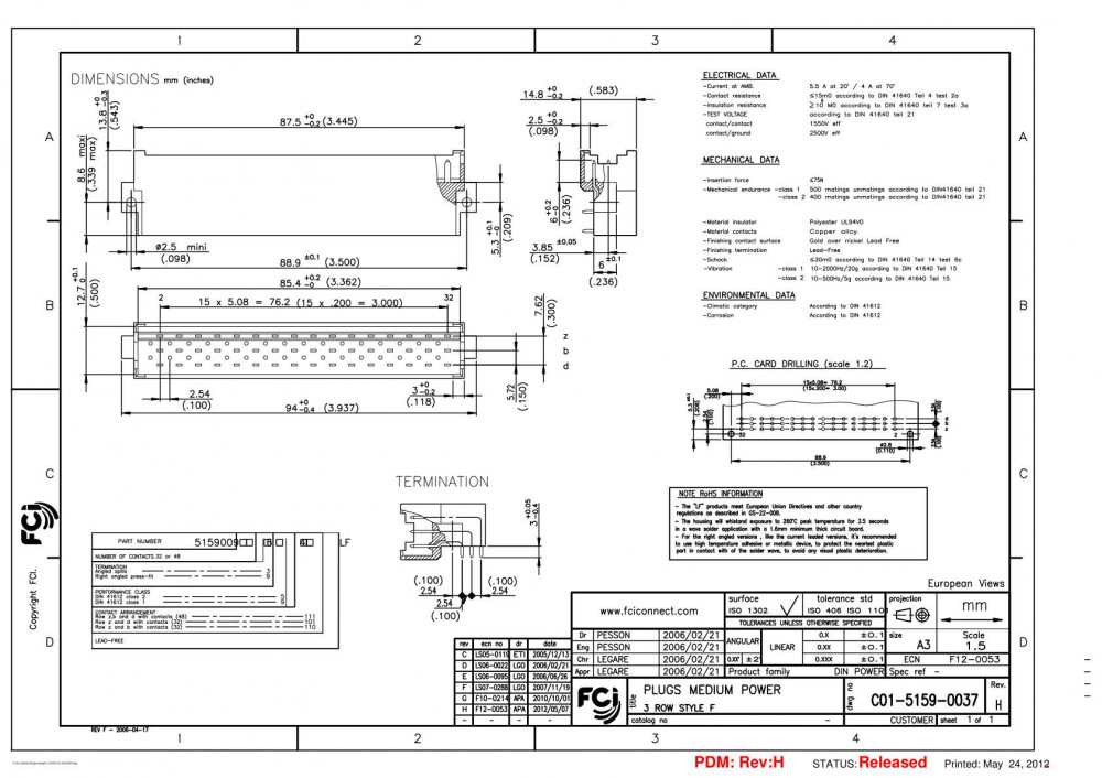 Amphenol 5159009326354101LF technical drawing preview