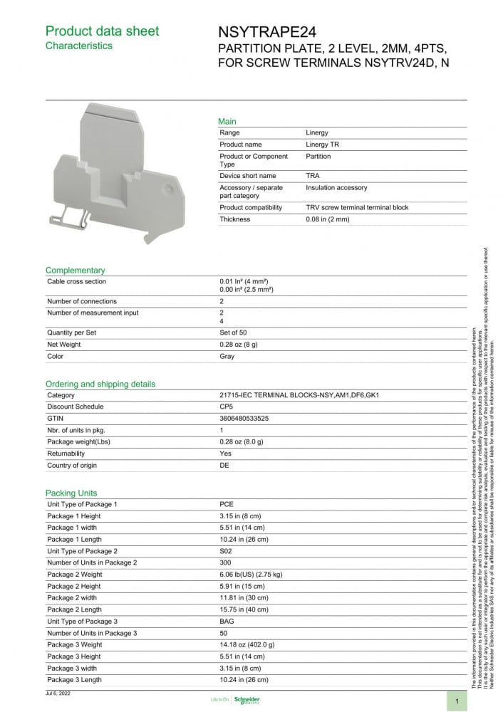 NSYTRAPE24 technical document page 1