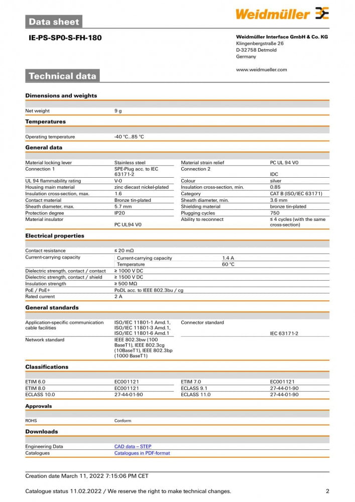 WEIDMULLER 2726040000 technical document page 2