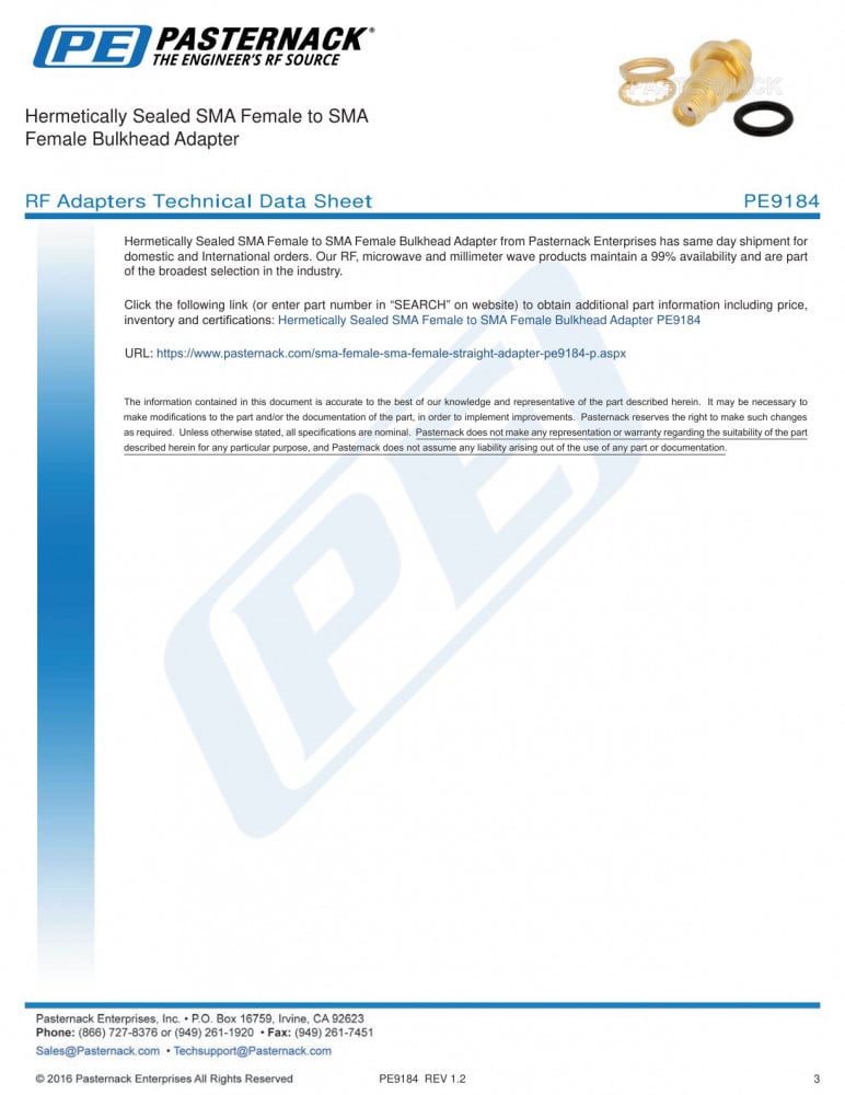 PE9184 technical document page 3