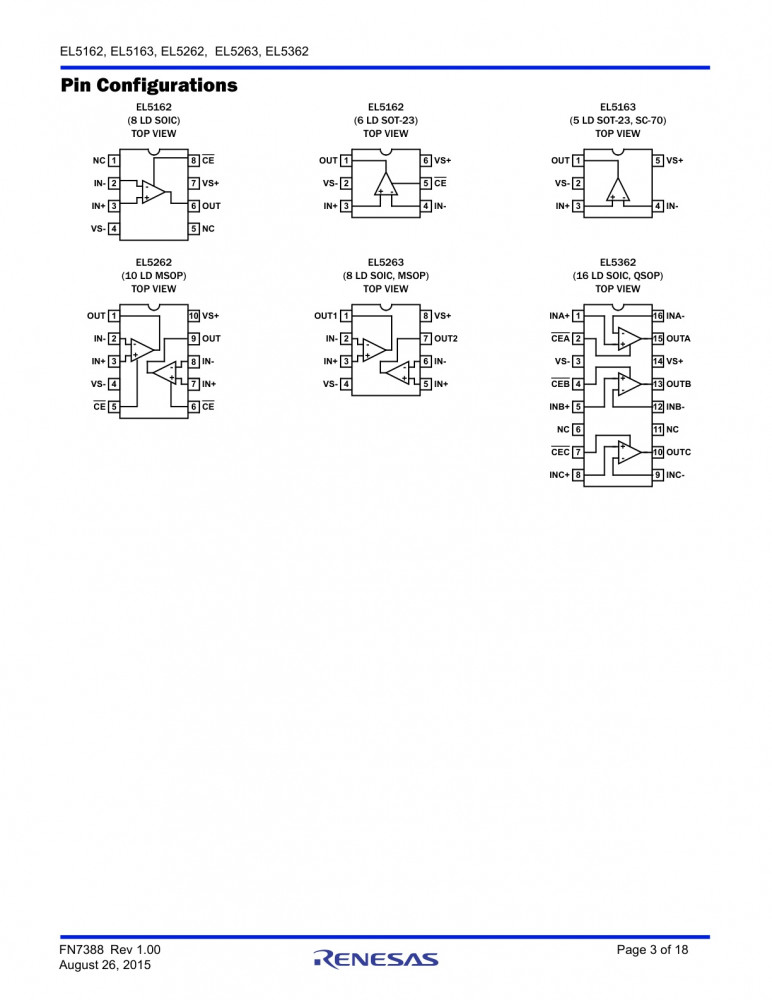 EL5263IYZ-T13 datasheet page 3