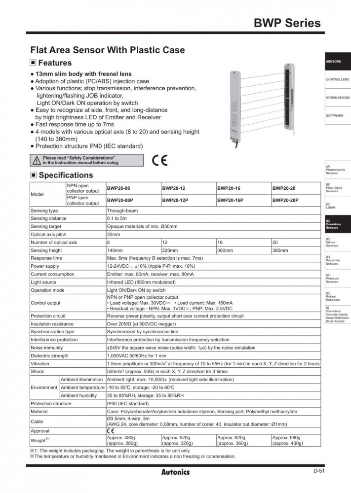 Autonics BWP20-20 technical document page 1