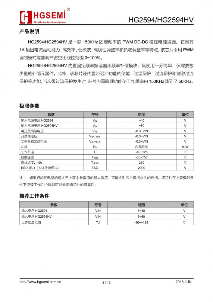 HG2594 datasheet page 2