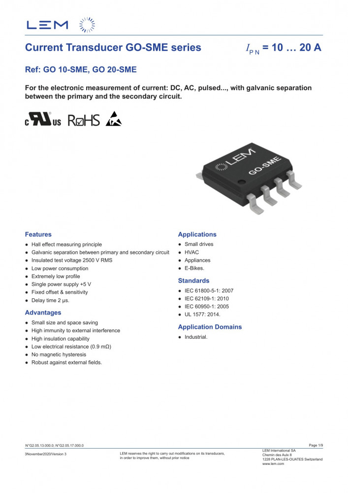 GO 20-SME datasheet page 1