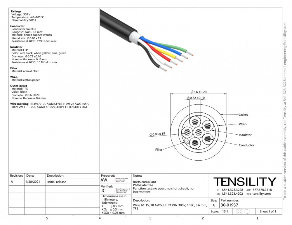 Technical drawing preview for Tensility International model 30-01937