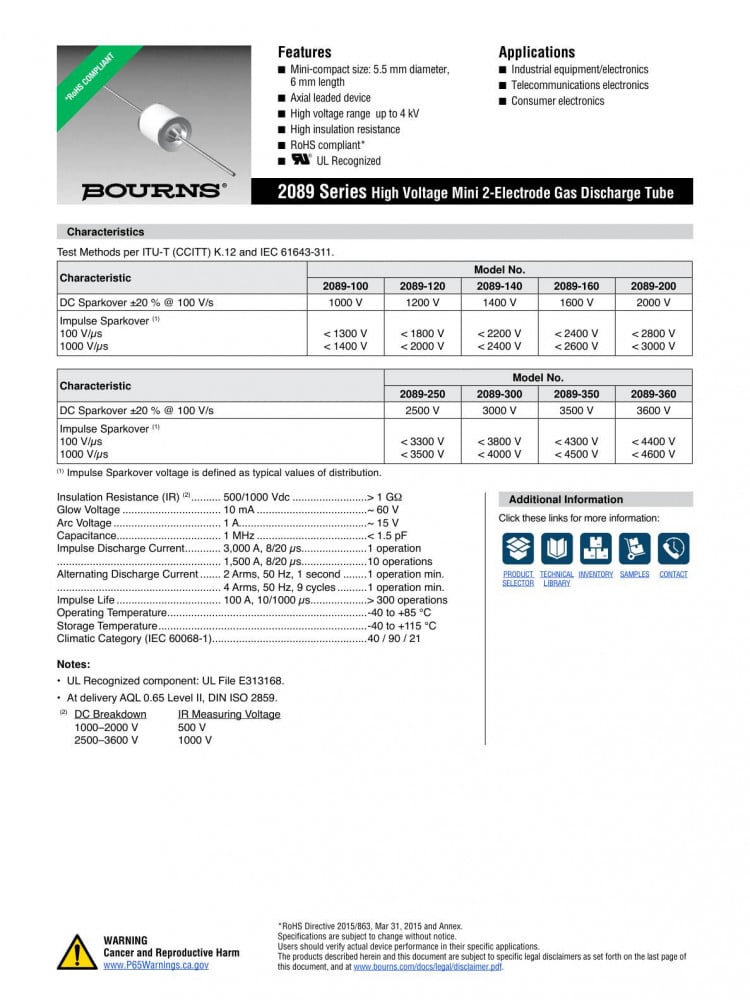 BOURNS 2089 Series datasheet page 1