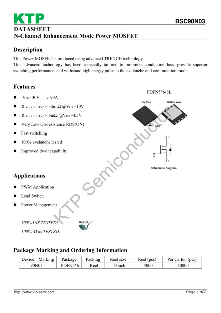 BSC090N03 datasheet page 1