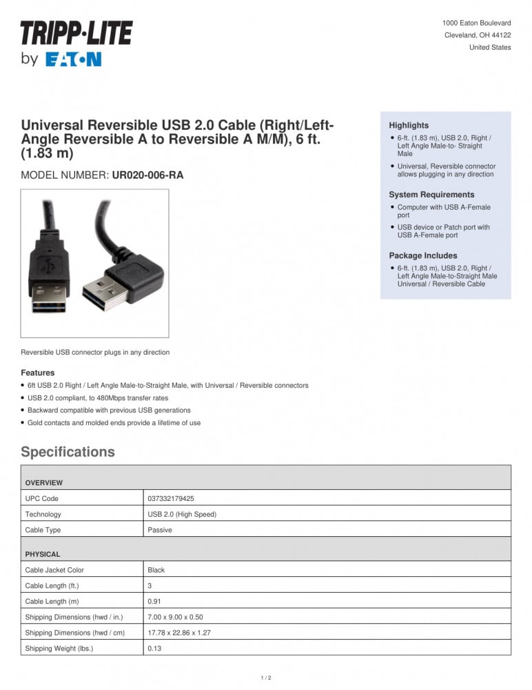 UR020-006-RA technical document page 1
