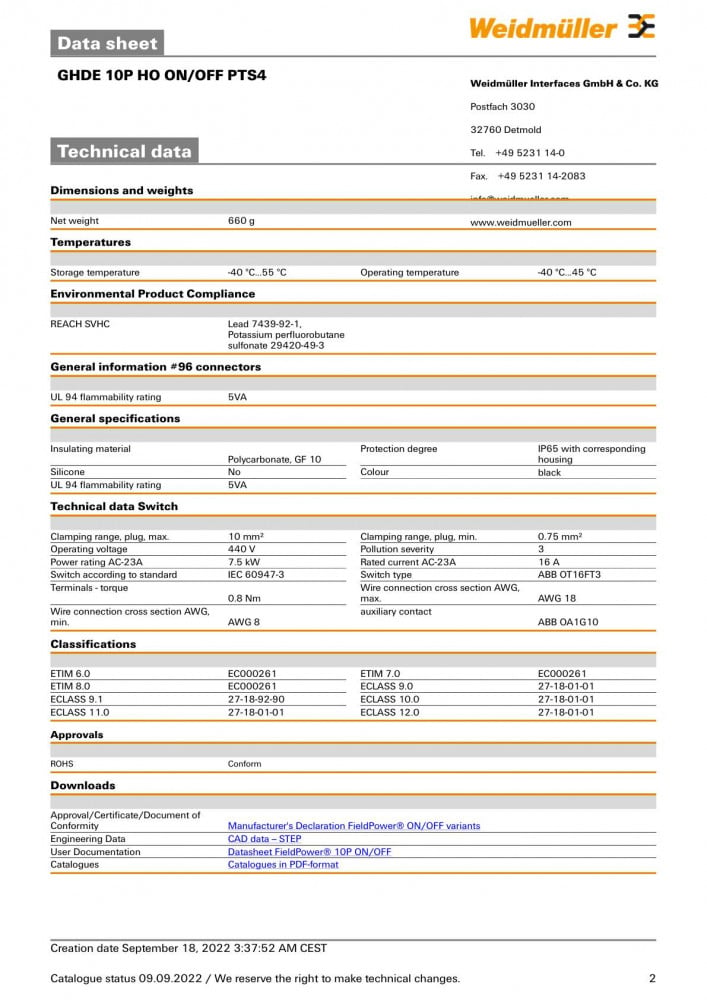 WEIDMULLER 8000005211 technical document page 2
