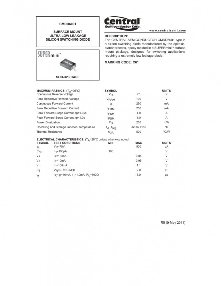 CMDD6001 datasheet page 1