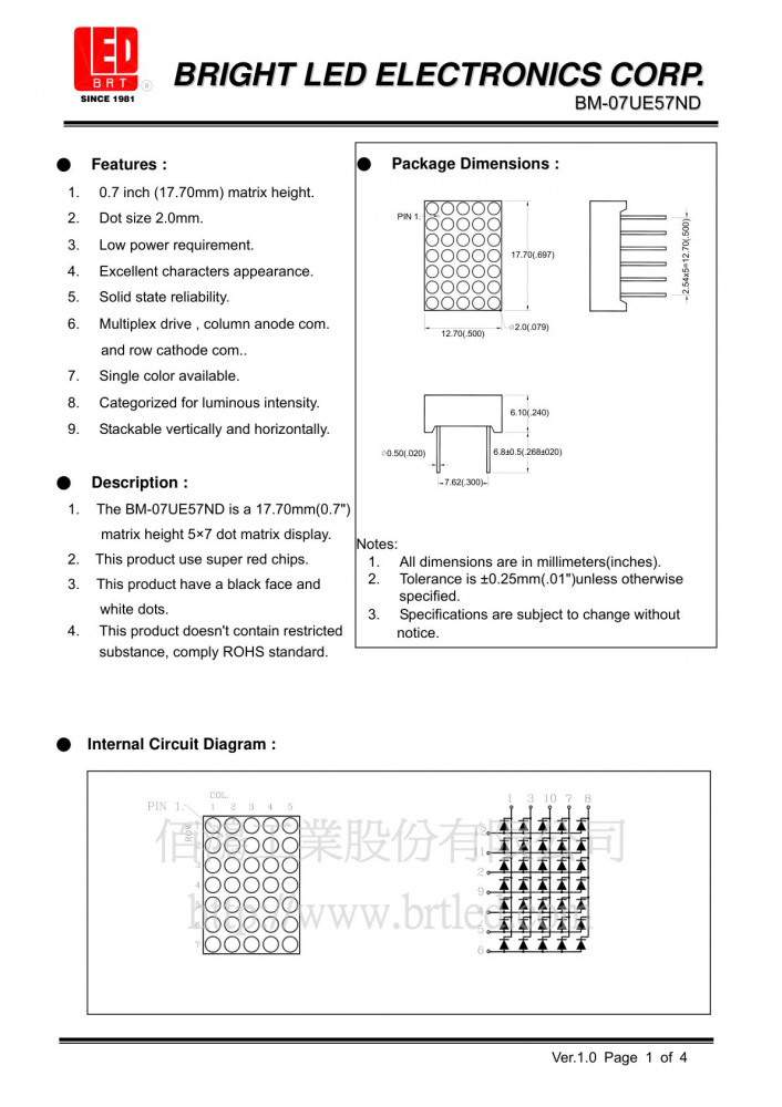 BM-07UE57ND datasheet page 1
