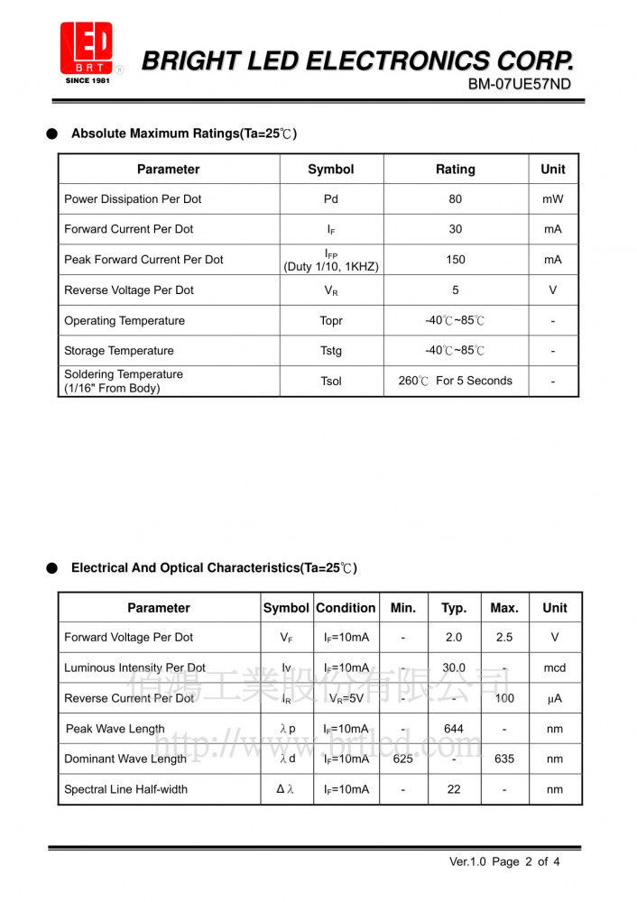 BM-07UE57ND datasheet page 2