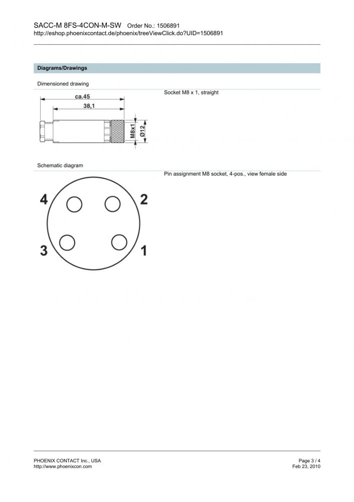 Phoenix Contact 1506891 dimensioned drawing