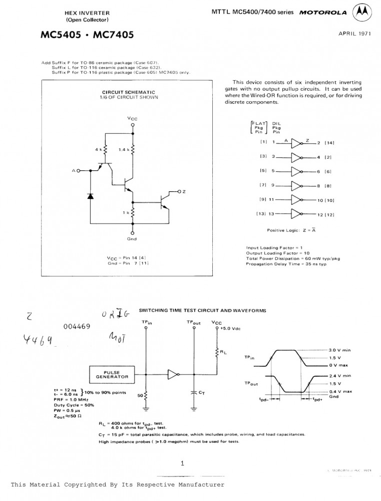 MC5405 technical document page 1