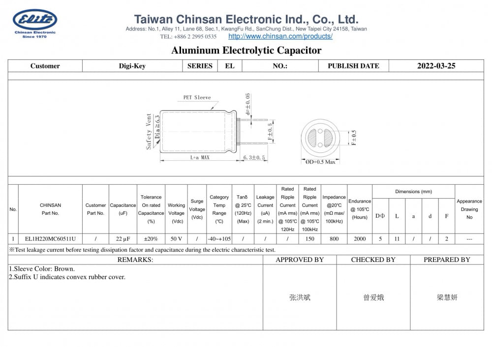 Chinsan EL Series datasheet page 2