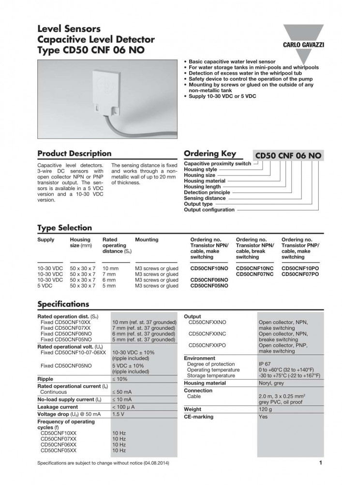 CD50CNF06NO product documentation page 1