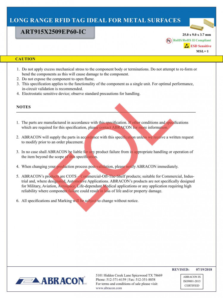ART915X2509EP60-IC product document, page 3