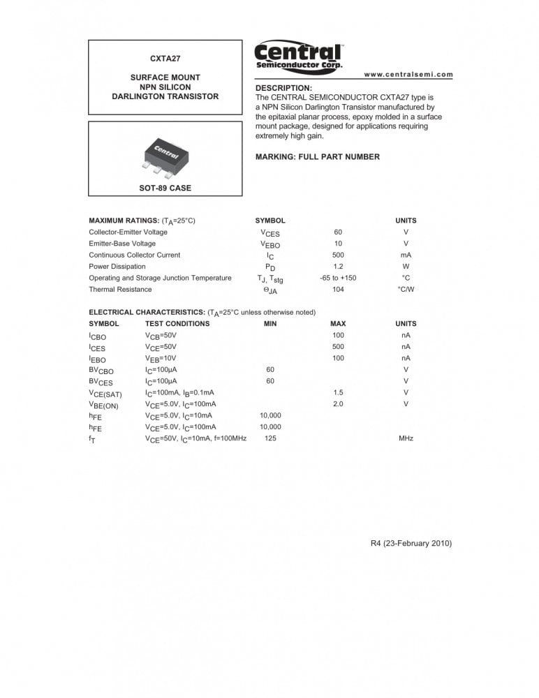 CXTA27 datasheet page 1