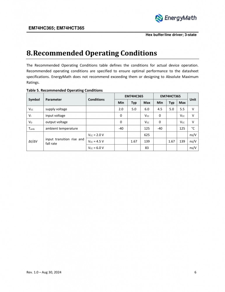 EM74HC365PW datasheet page 6