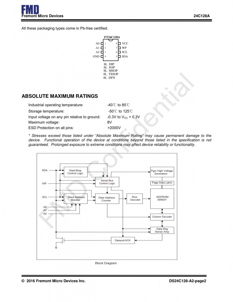 FT24C128A datasheet page 2