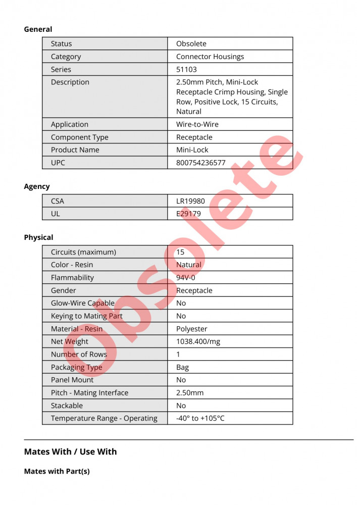 MOLEX 511031500 technical document image, page 2