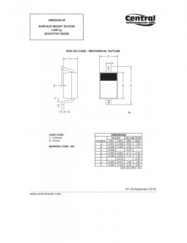 CMDSH05-45 datasheet page 2