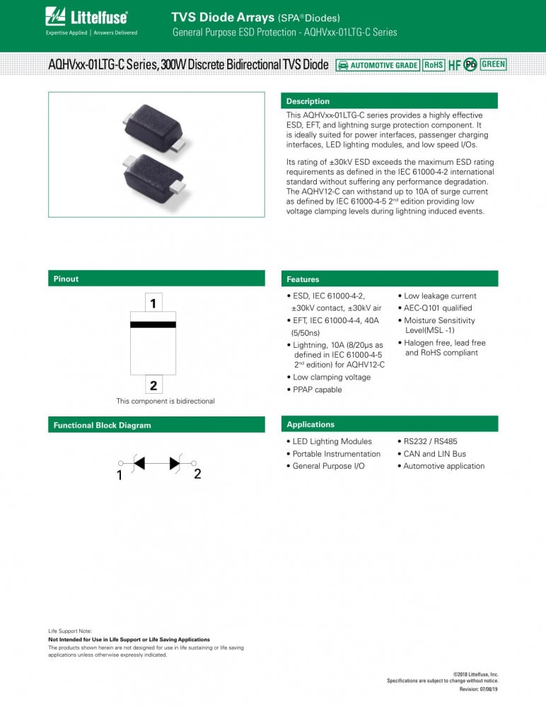 AQHV series datasheet page 1
